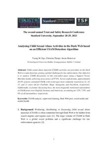 Analysing child sexual abuse activities in the dark web based on an efficient CSAM detection ...